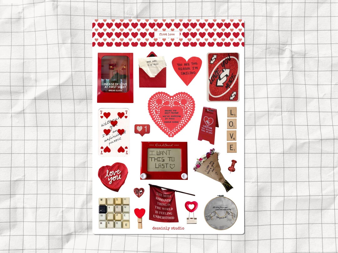 First Love Quotes Printable Sticker Sheet | Aesthetic Relationship Junk ...