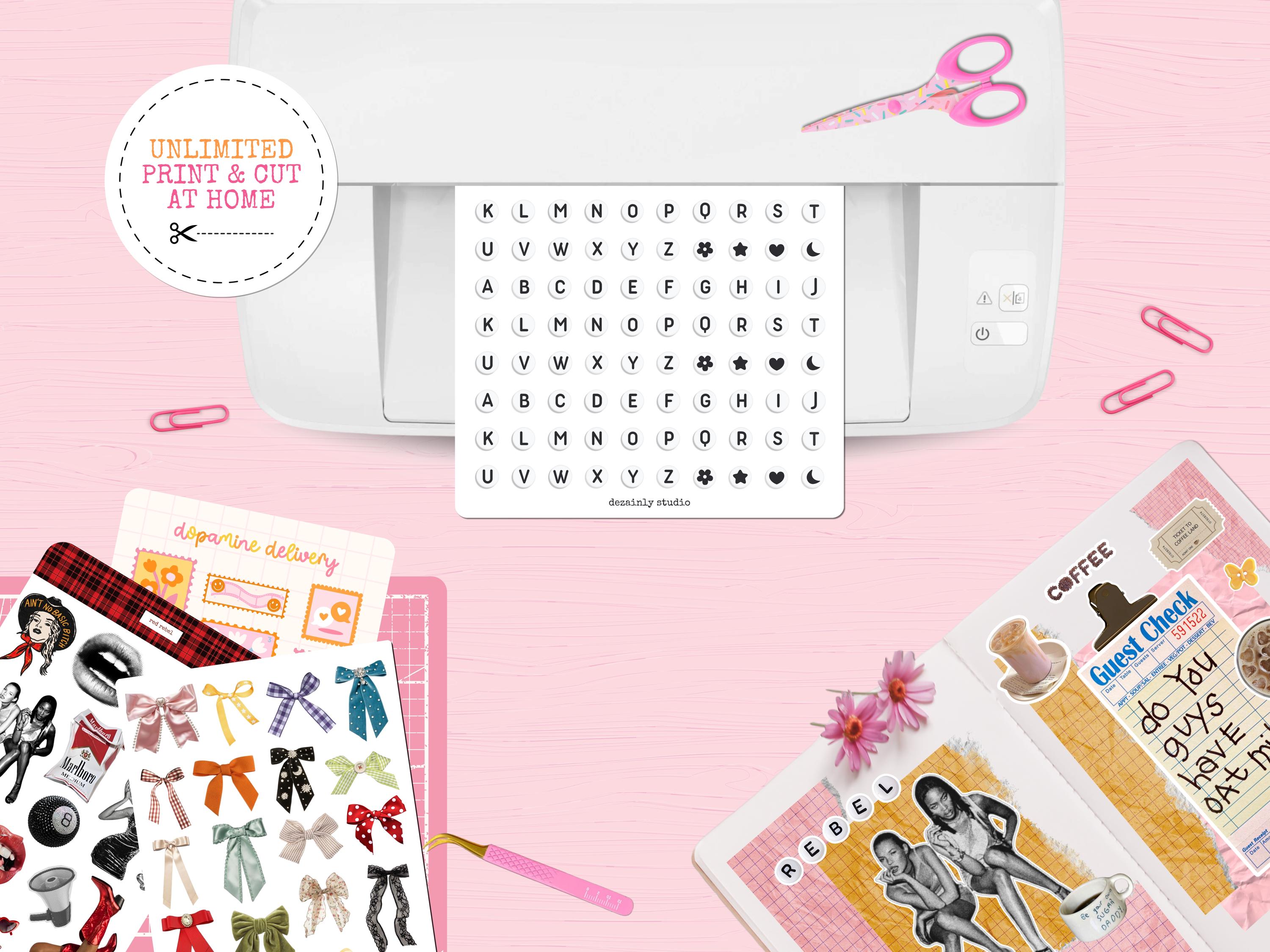 Letter Beads Illustration Junk Journal Printable Sticker Sheet ...