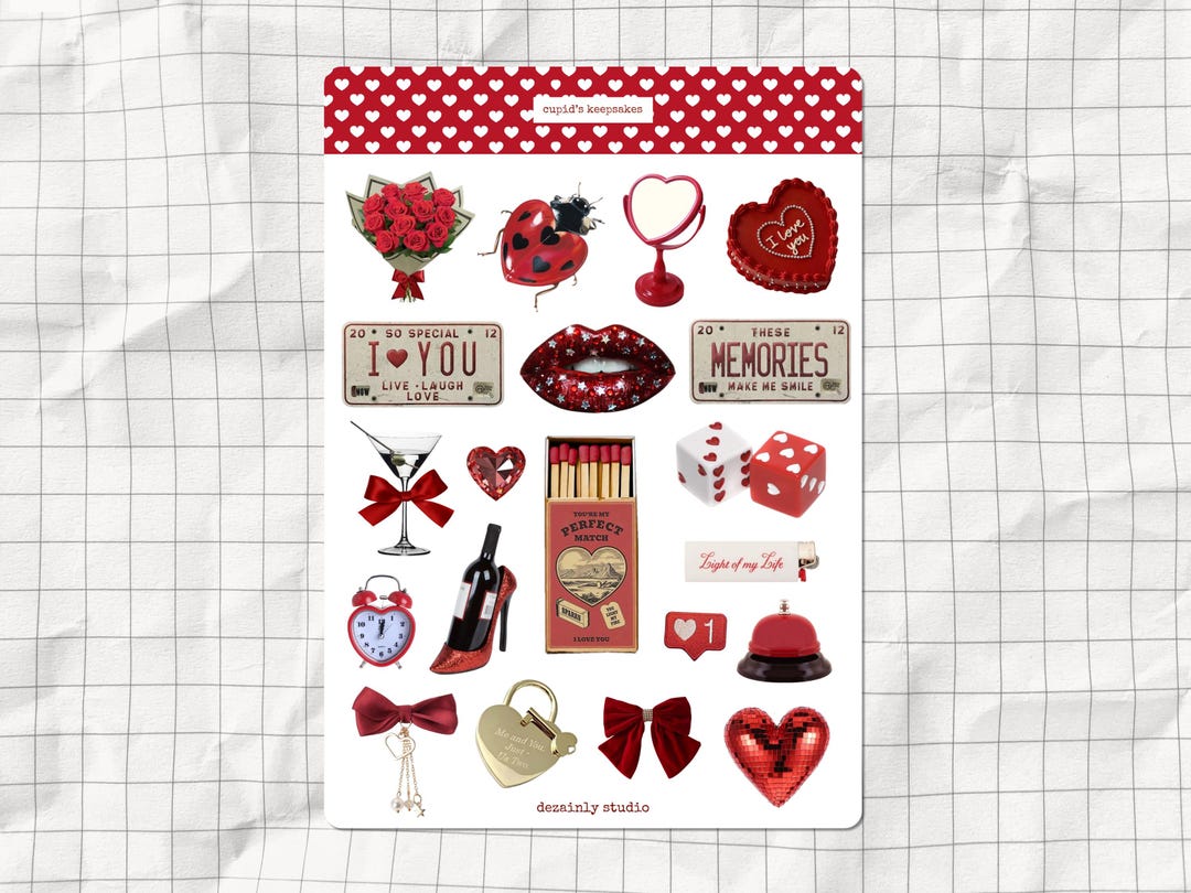 Cupid's Keepsakes Love Printable Sticker Sheet | Aesthetic Relationship ...