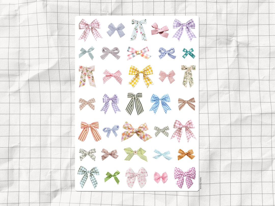 Pastel Ribbons Printable Sticker Sheet | Aesthetic A5 Junk Journal and ...