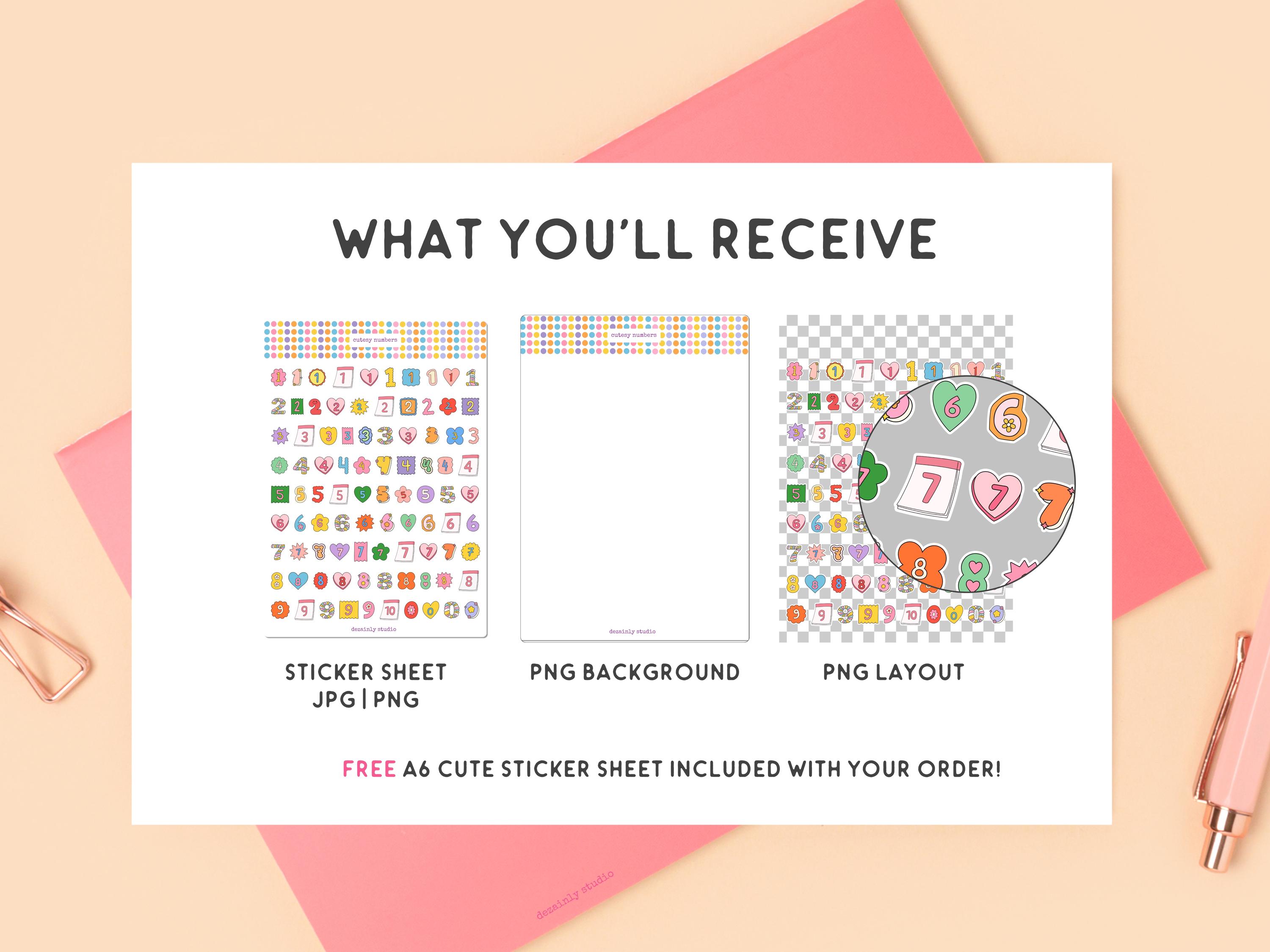 Cute Numbers Printable A5 Sticker Sheet | Dopamine Junk Journal Numbers ...