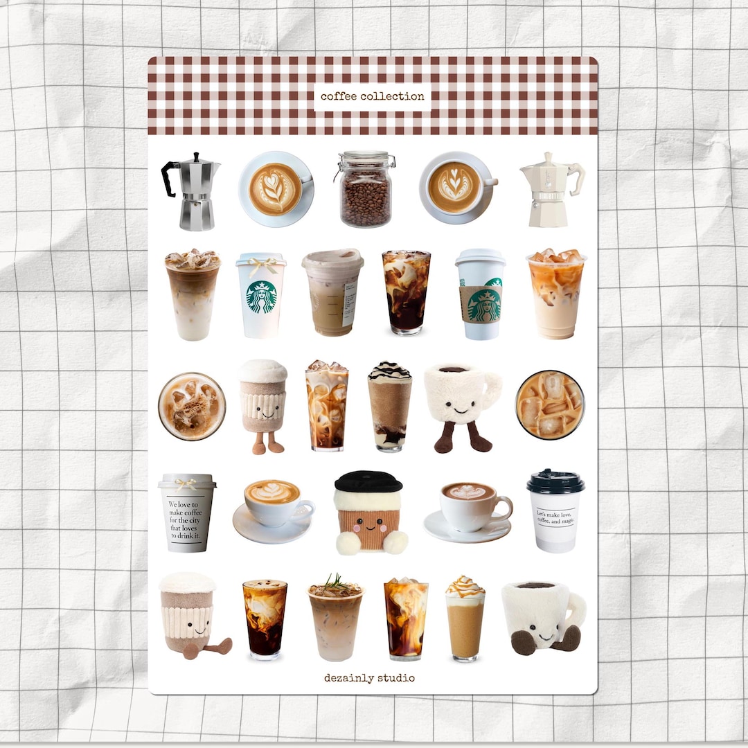 Coffee Collection Printable Stickers | Aesthetic Latte & Espresso Junk ...