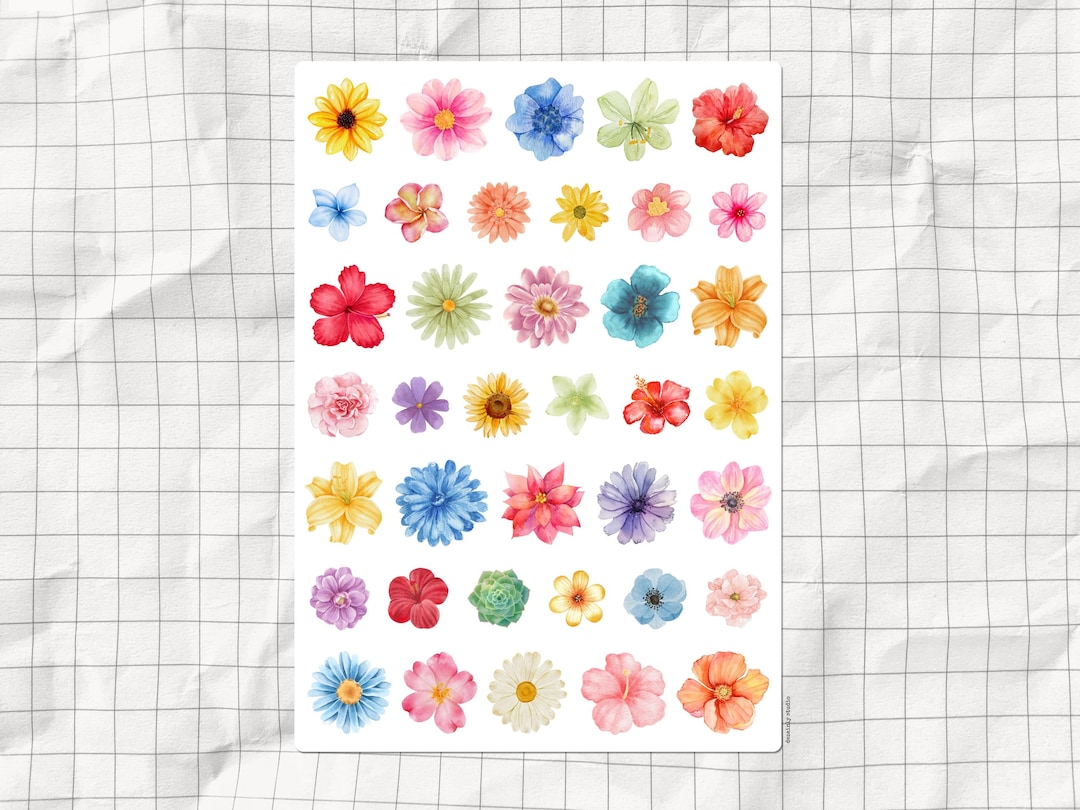 Watercolor Floral Printable Sticker Sheet | Summer Flower Stickers ...