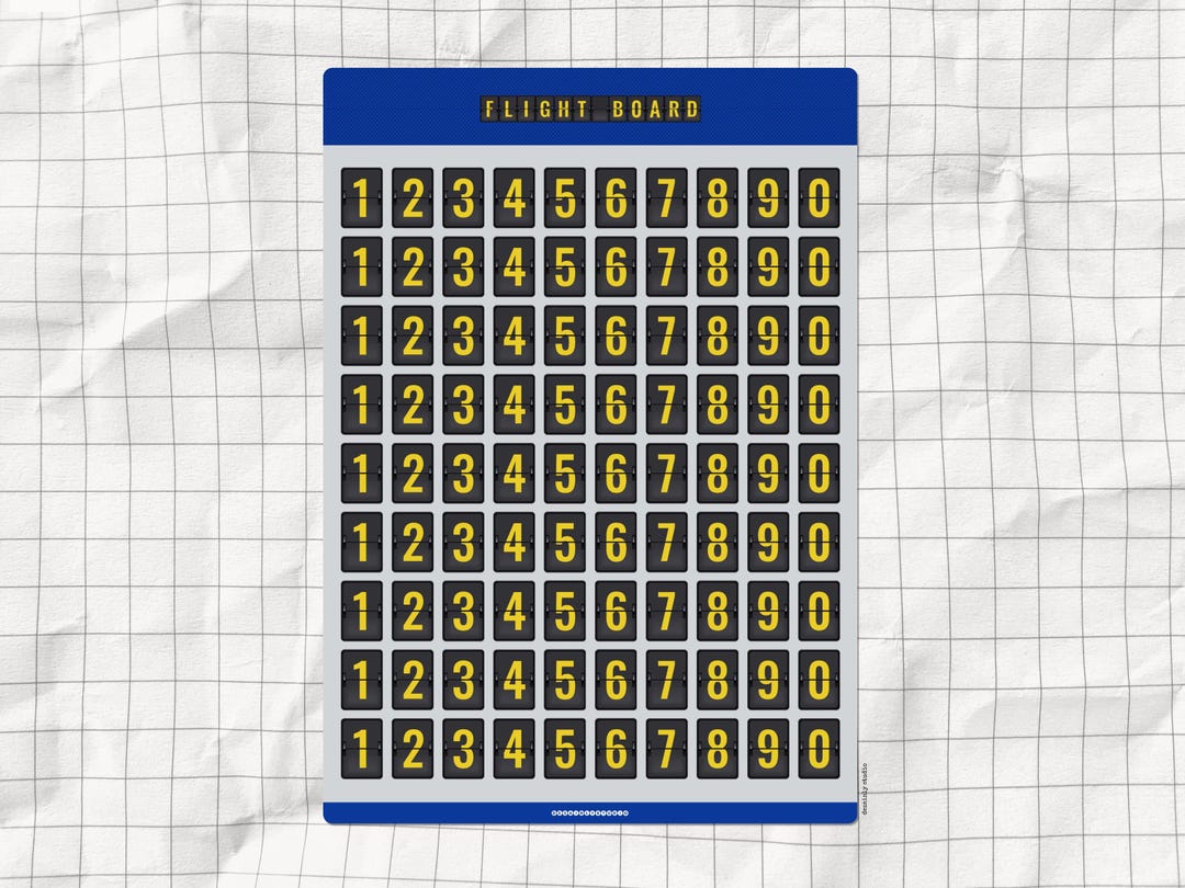 Flight Board Numbers Printable Sticker Sheet | Flight Display Number ...
