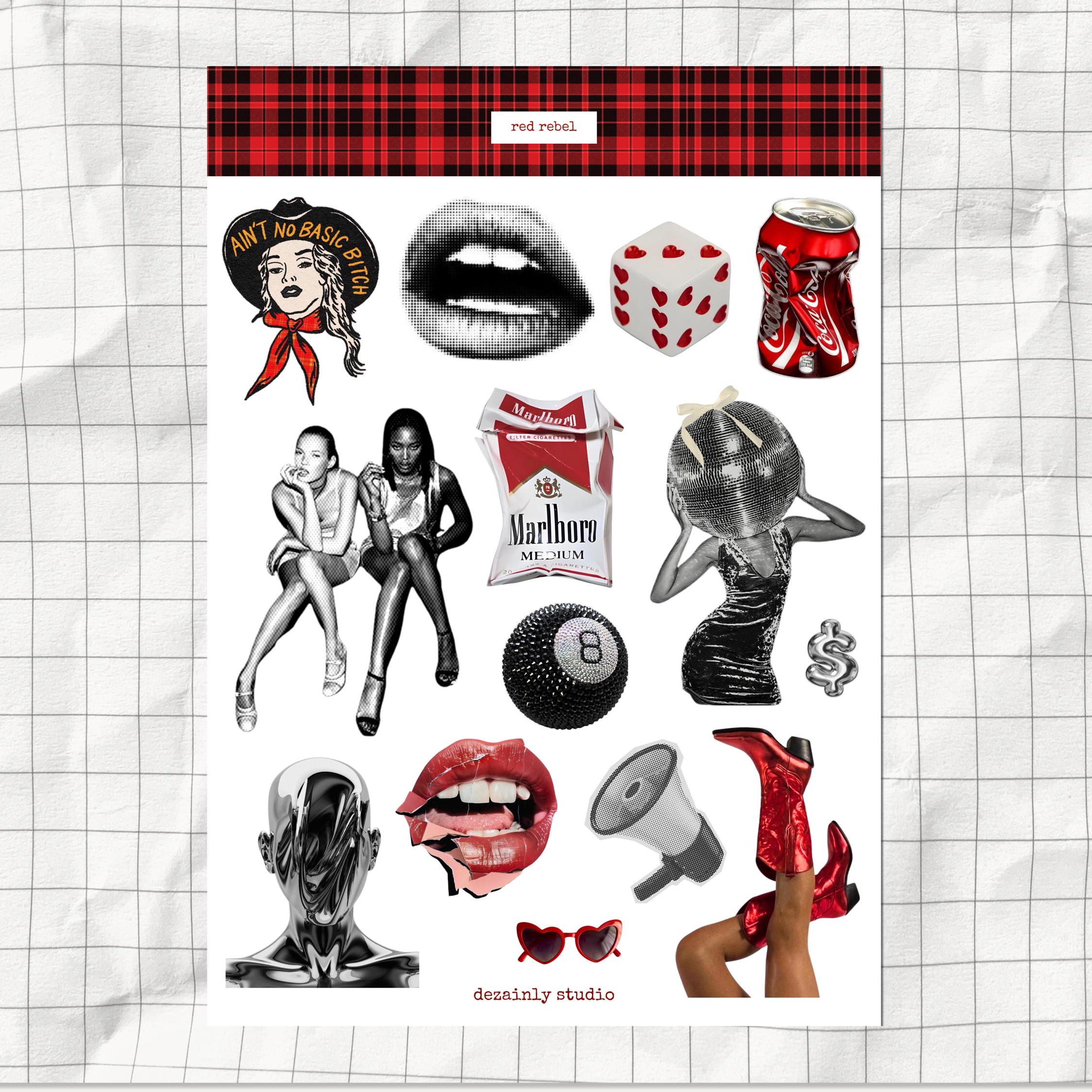 Cool Girl Rebel Junk Journal Sticker Sheet | Printable Aesthetic ...
