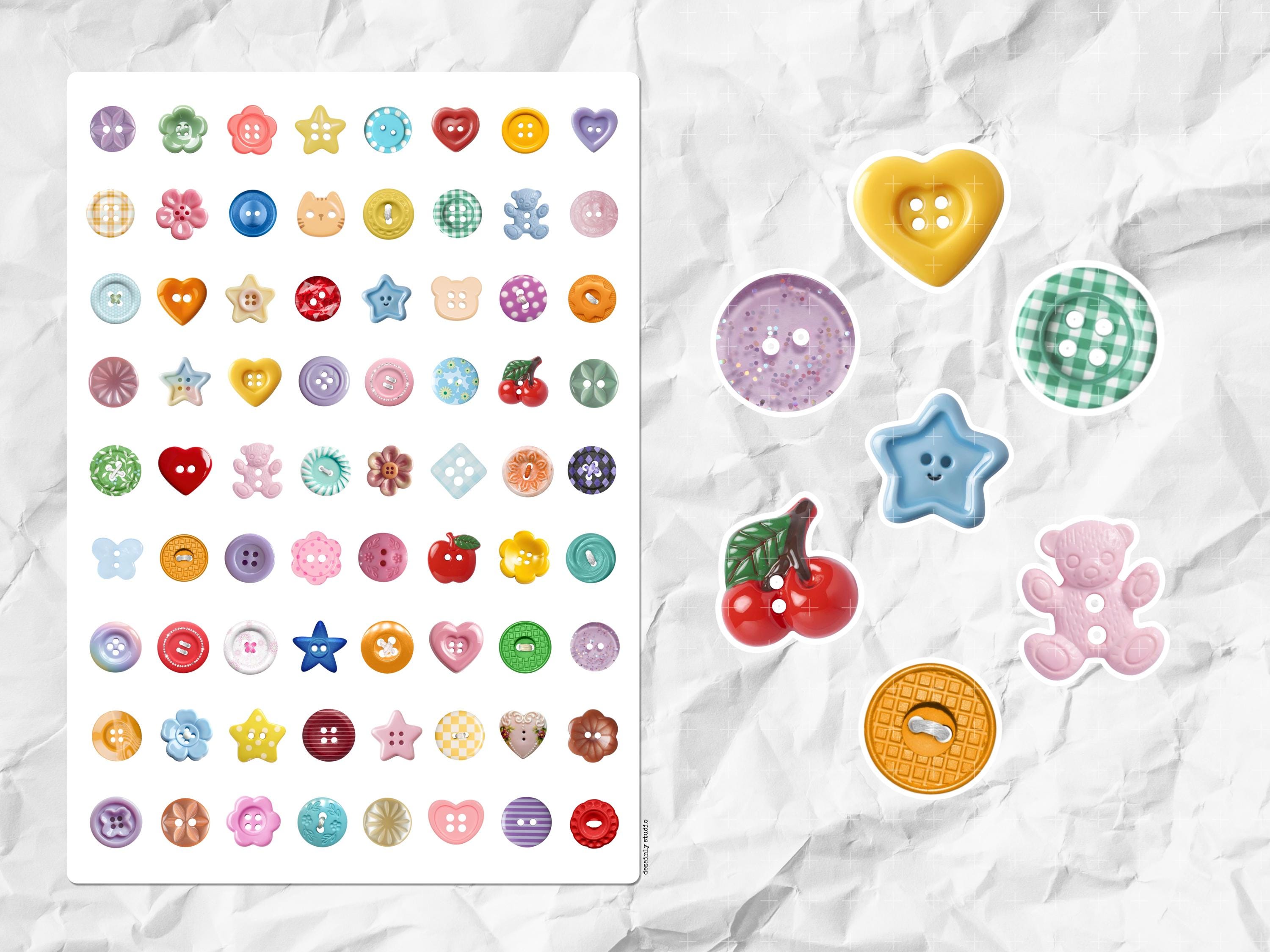 Cute Buttons Printable Sticker Sheet | Aesthetic Junk Journal Sticker ...