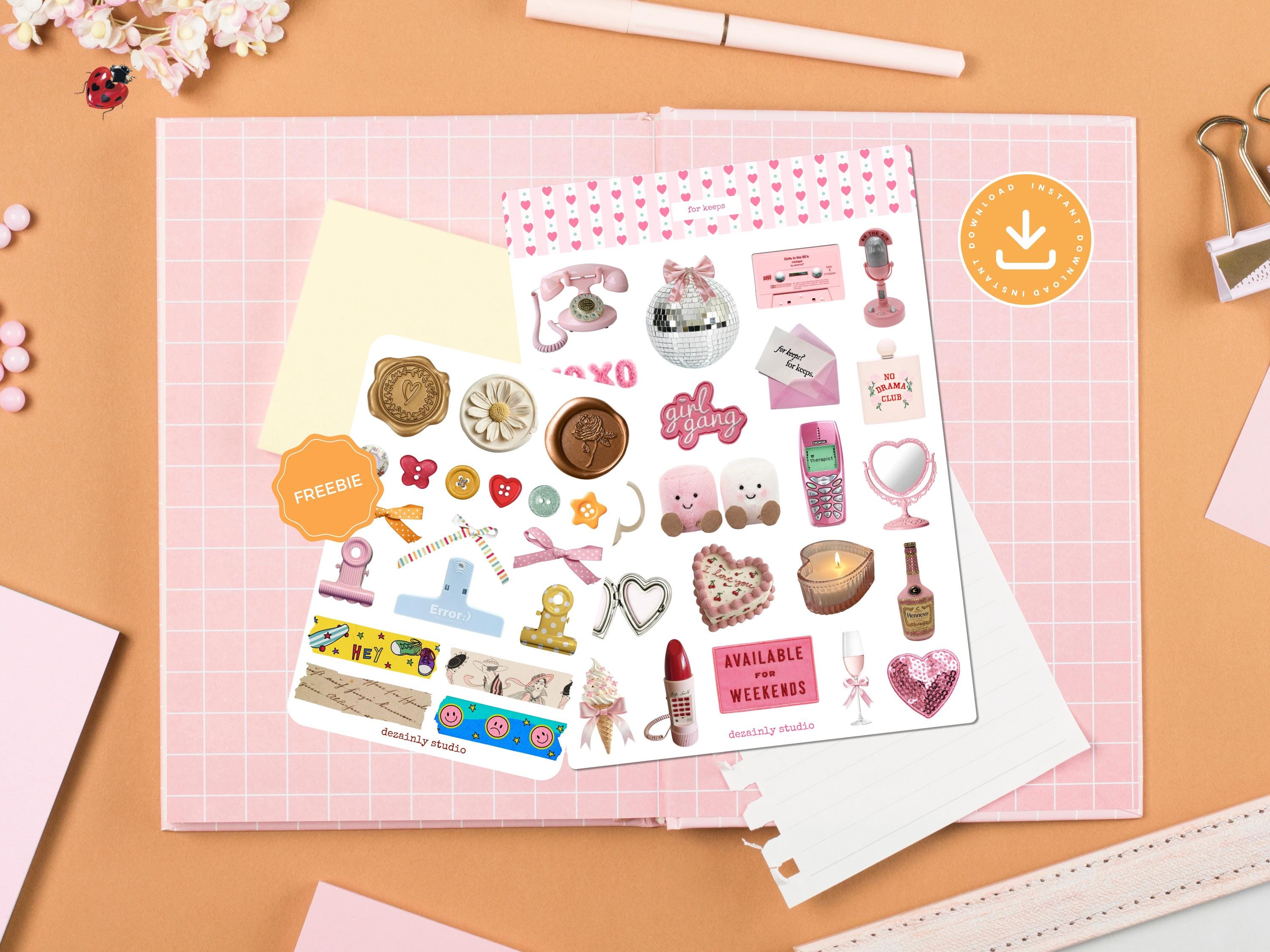 For Keeps Coquette Y2K Printable Sticker Sheet | Aesthetic Galentine's ...