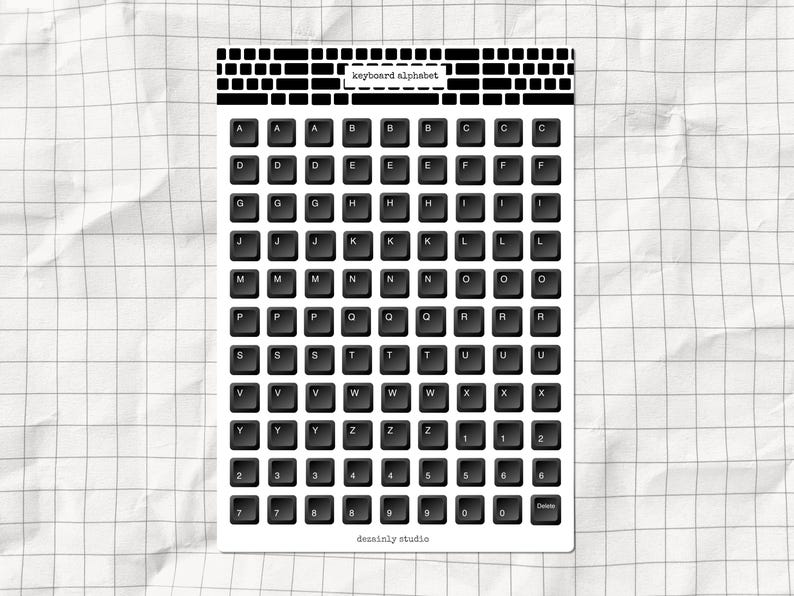 Black Keyboard Alphabet Printable Stickers | Keyboard Caps Letters ...