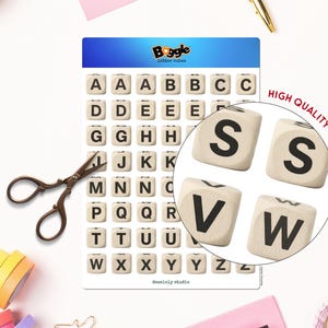Light Wooden Letter Cubes Printable Sticker Sheet | Boggle Alphabet PNG ...