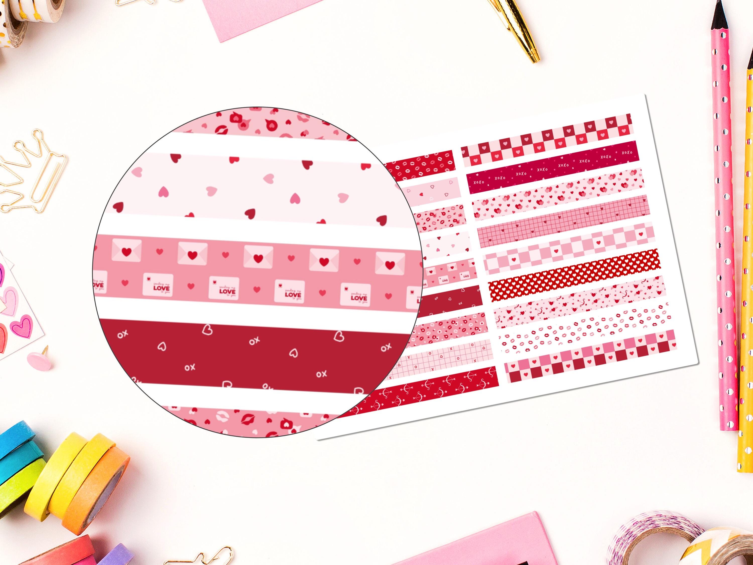 Cute Valentine Wrinkled Printable Washi Tape | Heart Border Strips ...