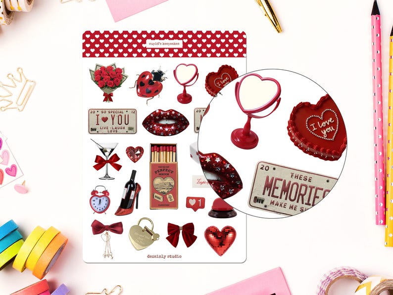 Cupid's Keepsakes Love Printable Sticker Sheet | Aesthetic Relationship ...