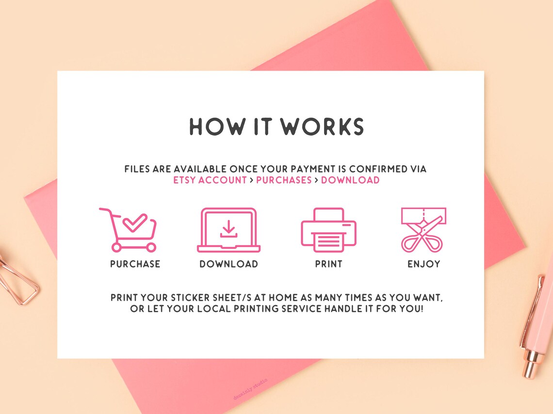 Binder Clips Printable Sticker Sheet | Aesthetic Junk Journal Sticker ...