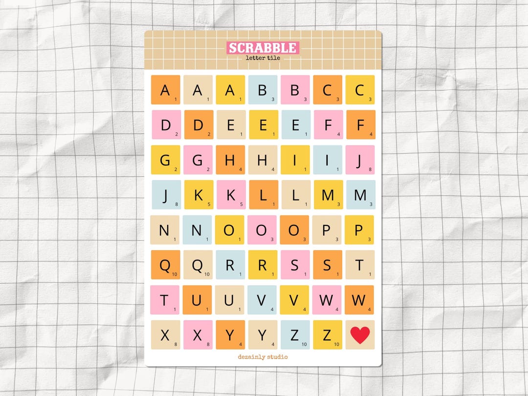 Colorful Letter Tile Printable Sticker Sheet | Playful Scrabble Letters ...