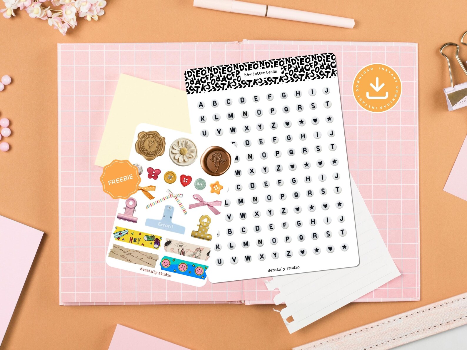 Letter Beads Image Junk Journal Printable Sticker Sheet | Friendship ...