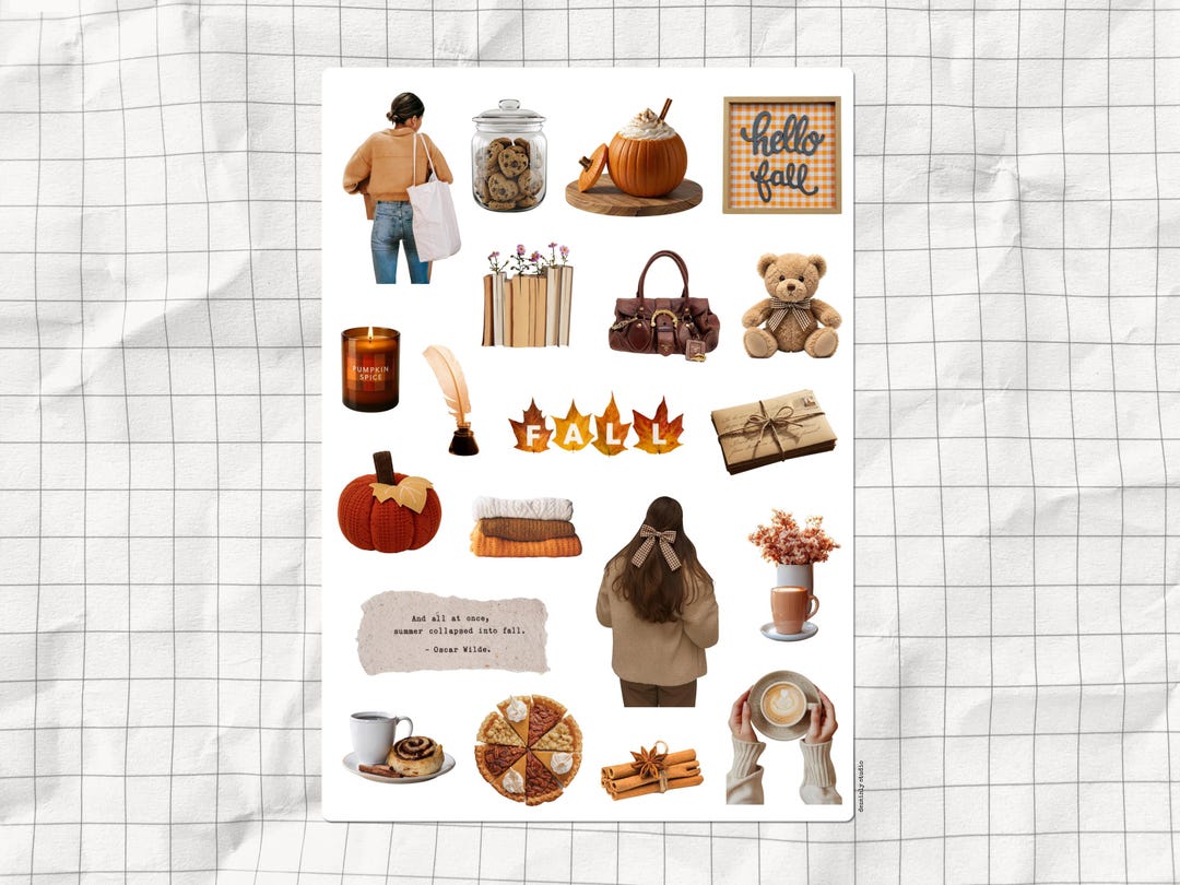 Fall Aesthetic Printable Sticker Sheet | Cozy Autumn Junk Journal ...