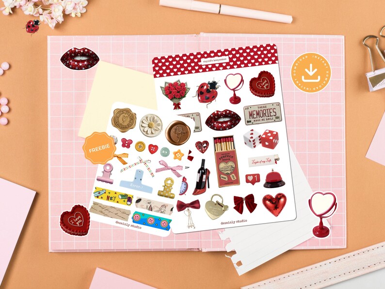 Cupid's Keepsakes Love Printable Sticker Sheet | Aesthetic Relationship ...