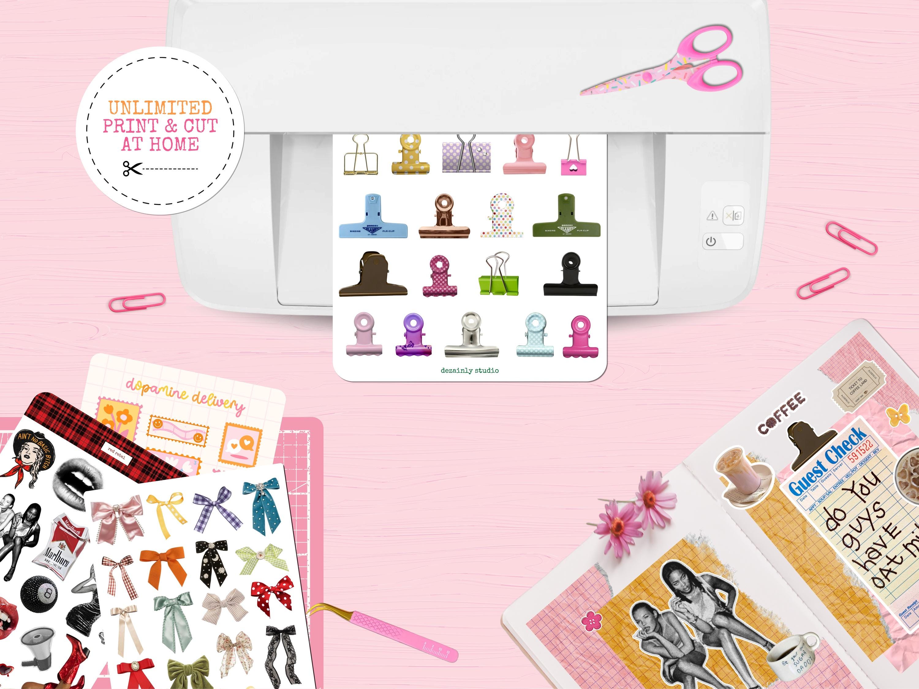 Binder Clips Printable Sticker Sheet | Aesthetic Junk Journal Ephemera ...
