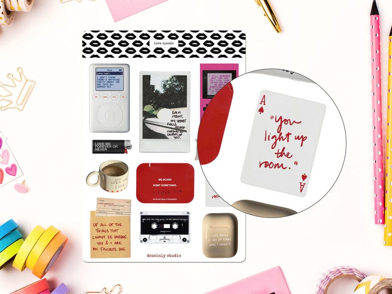 Love Quotes Printable Sticker Sheet | Aesthetic Relationship Junk ...