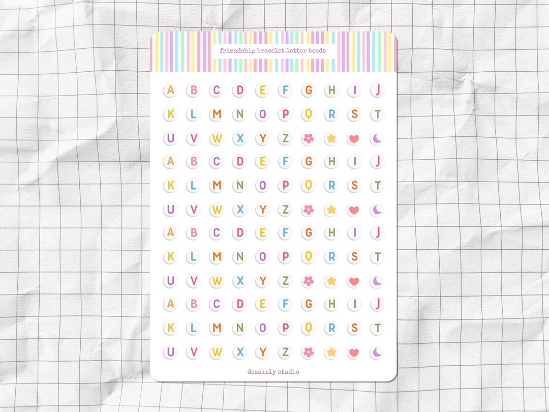 Colored Letter Beads Journal Printable Sticker Sheet | Friendship ...