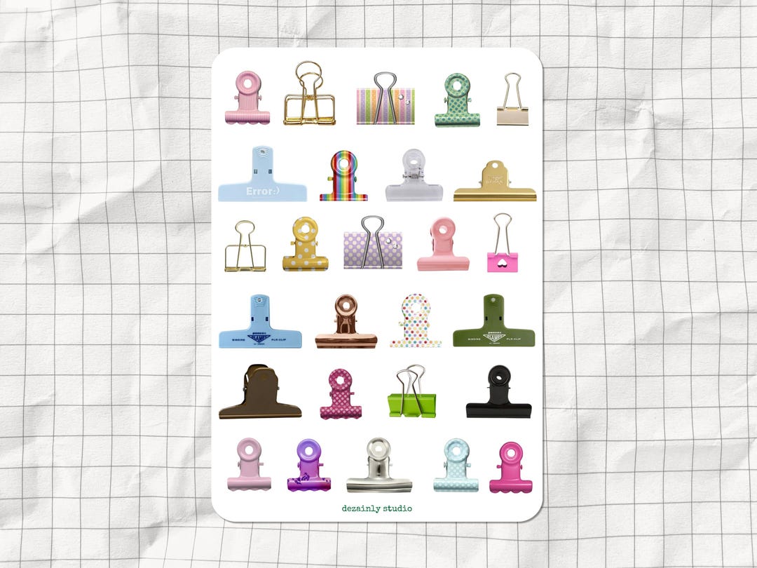 Binder Clips Printable Sticker Sheet | Aesthetic Junk Journal Ephemera ...