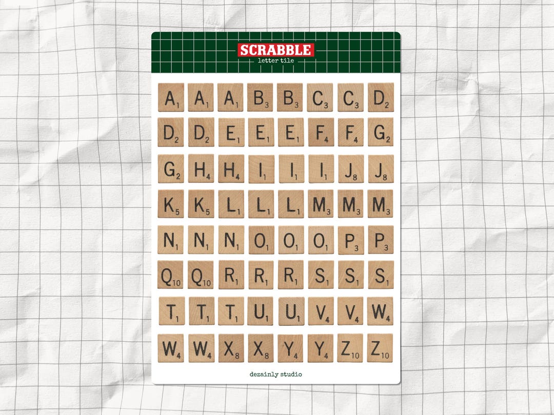 Wood Letter Tile Printable Sticker Sheet | Scrabble Letters PNG | Junk ...