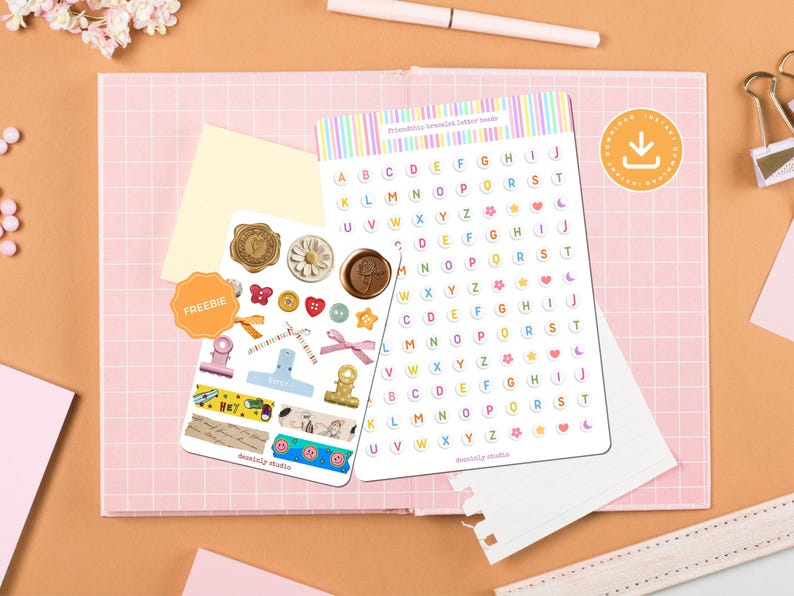 Colored Letter Beads Journal Printable Sticker Sheet | Friendship ...