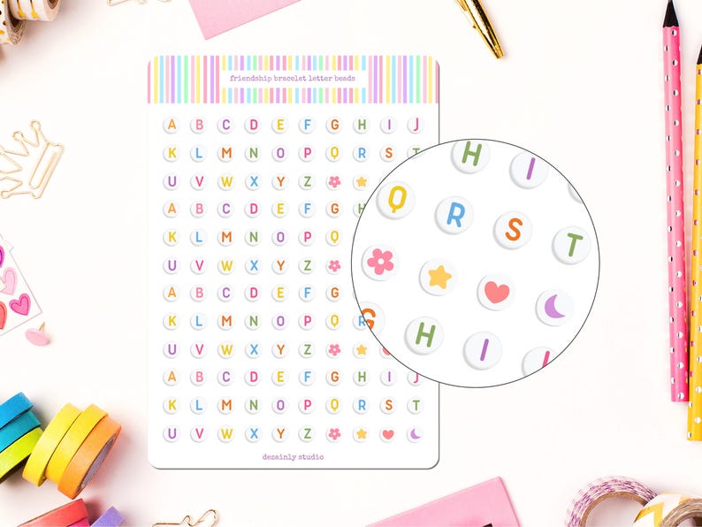 Colored Letter Beads Journal Printable Sticker Sheet | Friendship ...