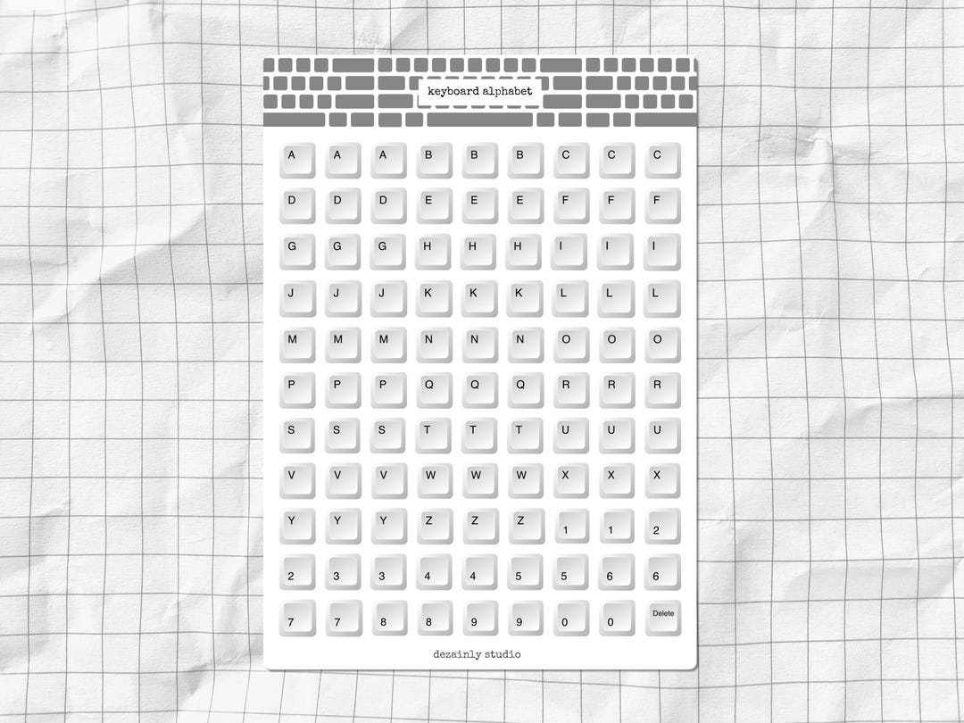 White Keyboard Alphabet Printable Stickers | Keyboard Caps Letters ...