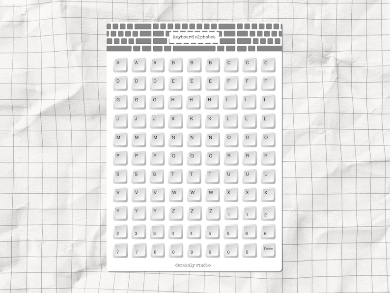 White Keyboard Alphabet Printable Stickers | Keyboard Caps Letters ...