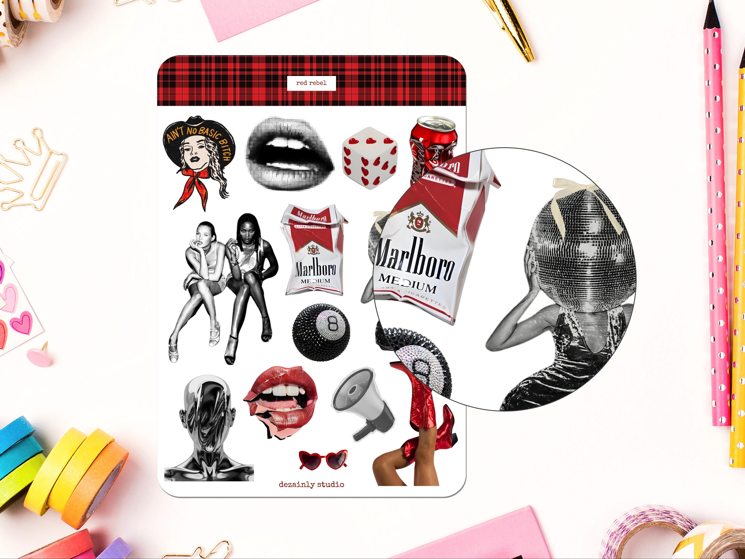 Cool Girl Rebel Junk Journal Sticker Sheet | Printable Aesthetic ...