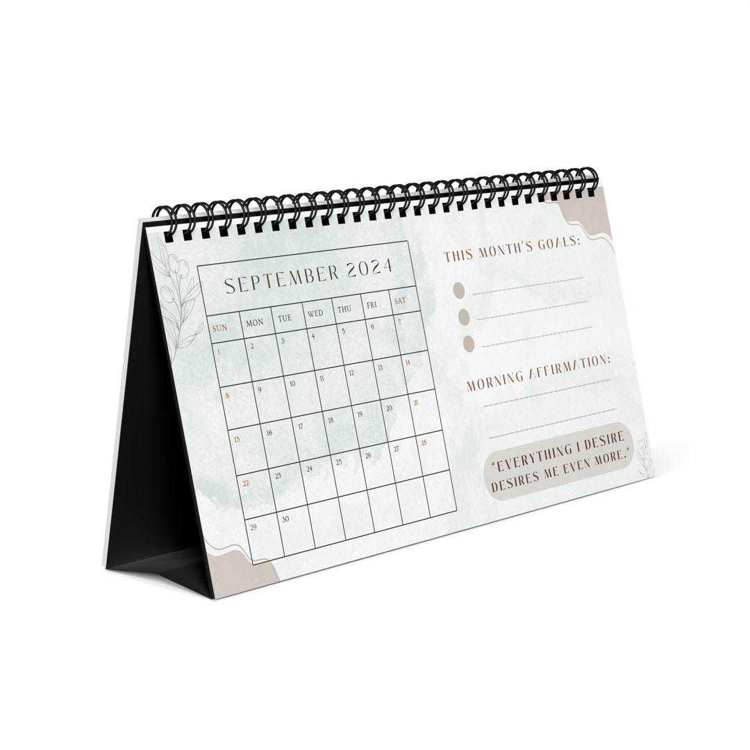 Desk Flip Calendar, 2024, Goal-setting Affirmations Monthly Academic ...