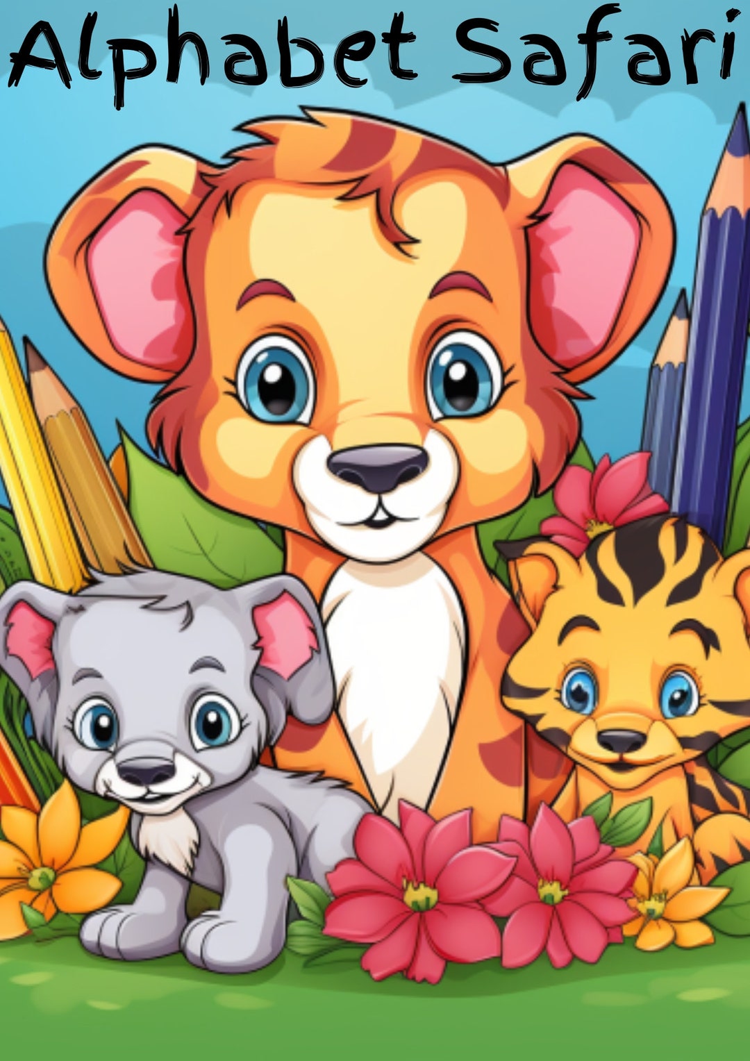 Alphabet Safari Digital Colouring Book - Etsy