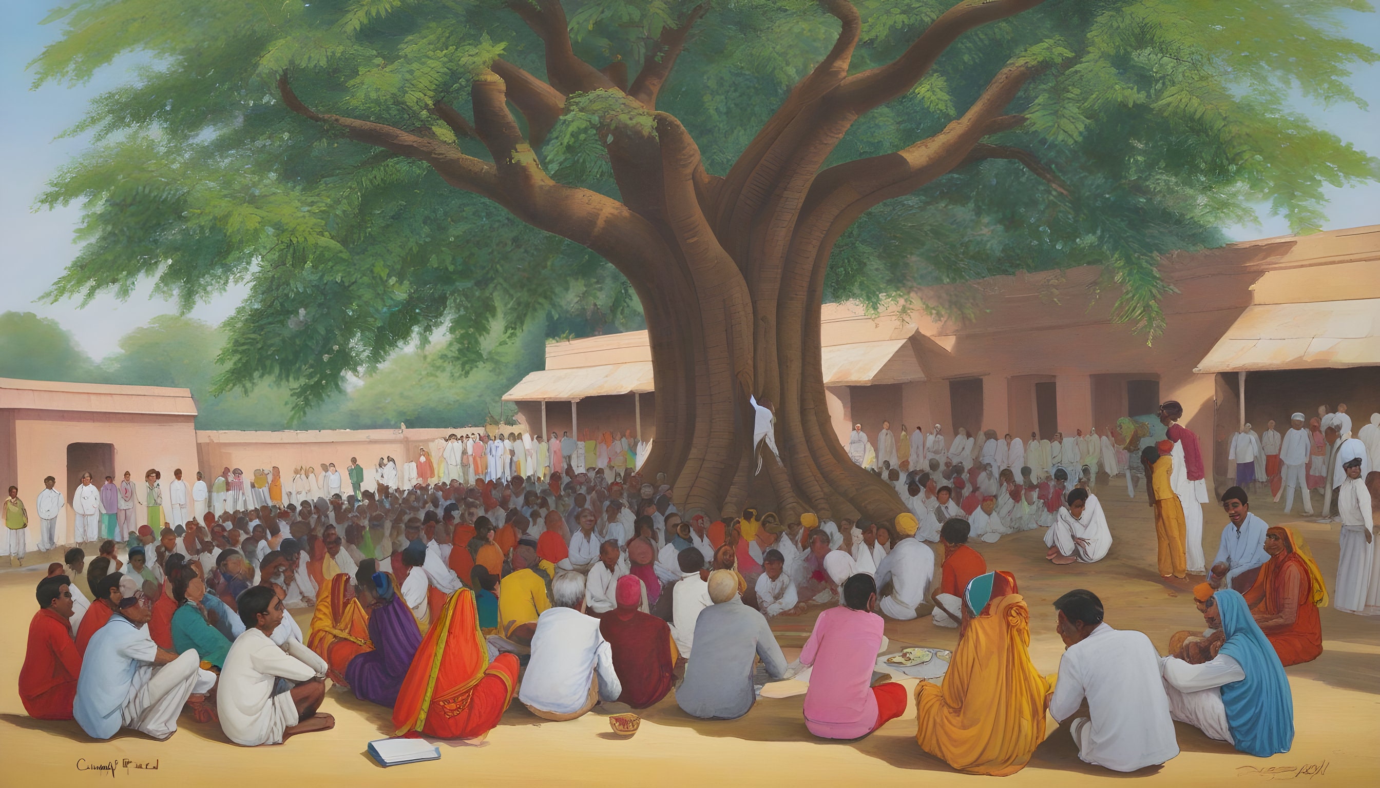 Digital Download Old-era Chaupal Painting - Etsy