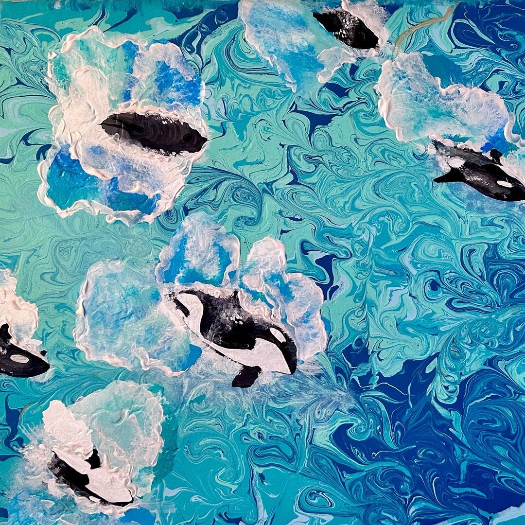 Orca Abstract Ocean PRINT unique Art, Abstract Art, Wall Art, Whales ...