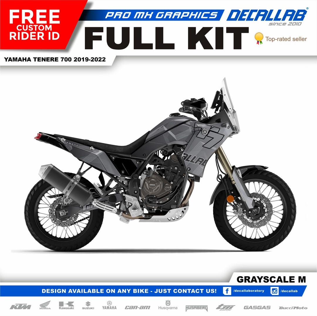 Yamaha Tenere 700 Graphics Kit: Custom MX Stickers, Chrome/holographic ...