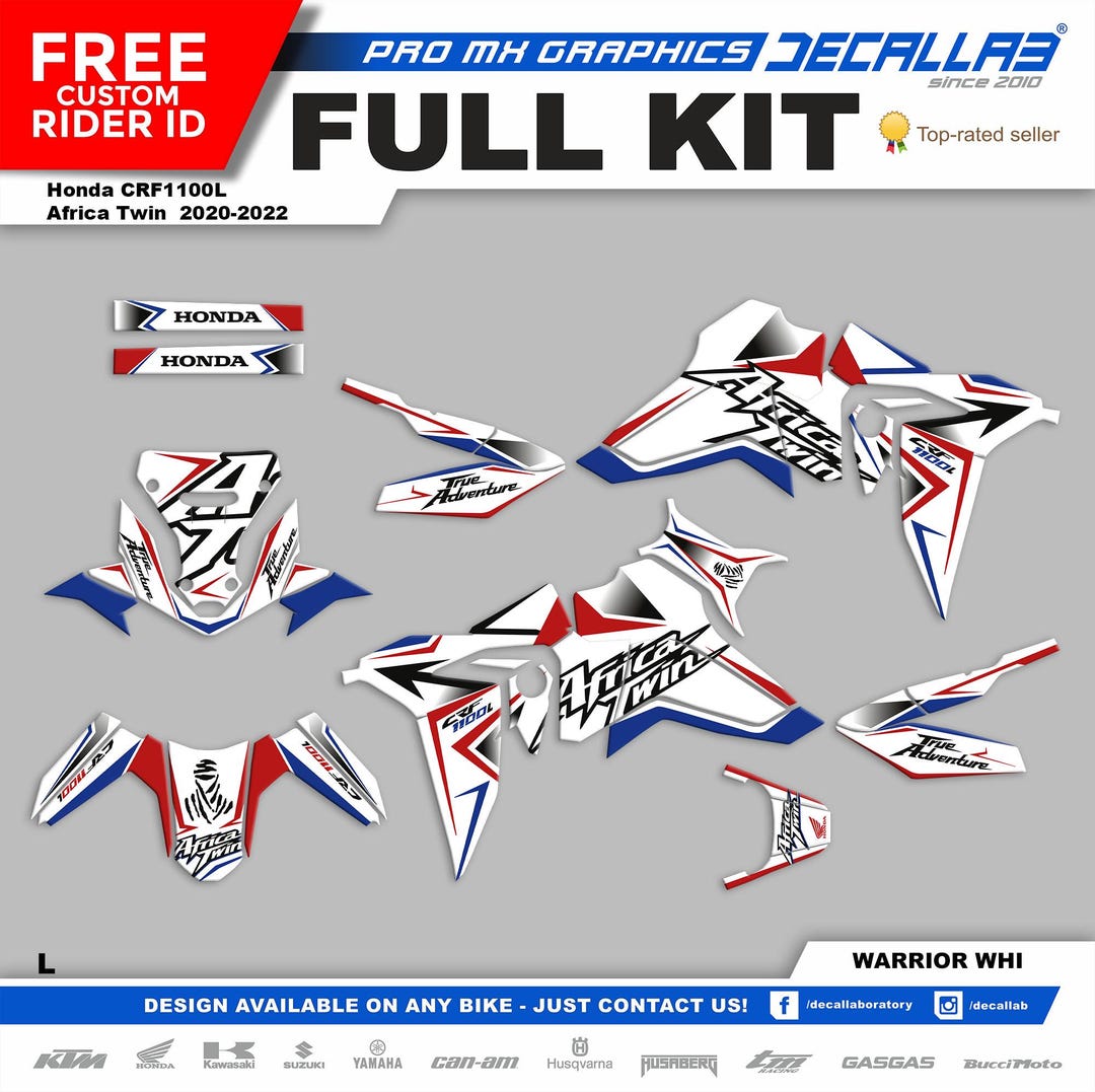 Honda CRF1100L Africa Twin Graphics Kit: Custom Decals - White/chrome ...