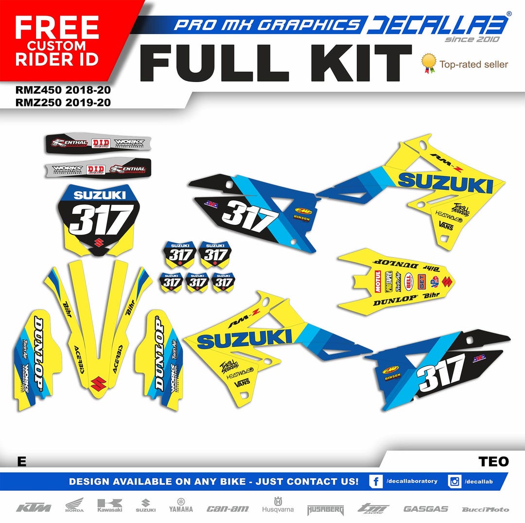 Suzuki RMZ MX Graphics Kit: Chrome, Holographic, White Vinyl - Etsy