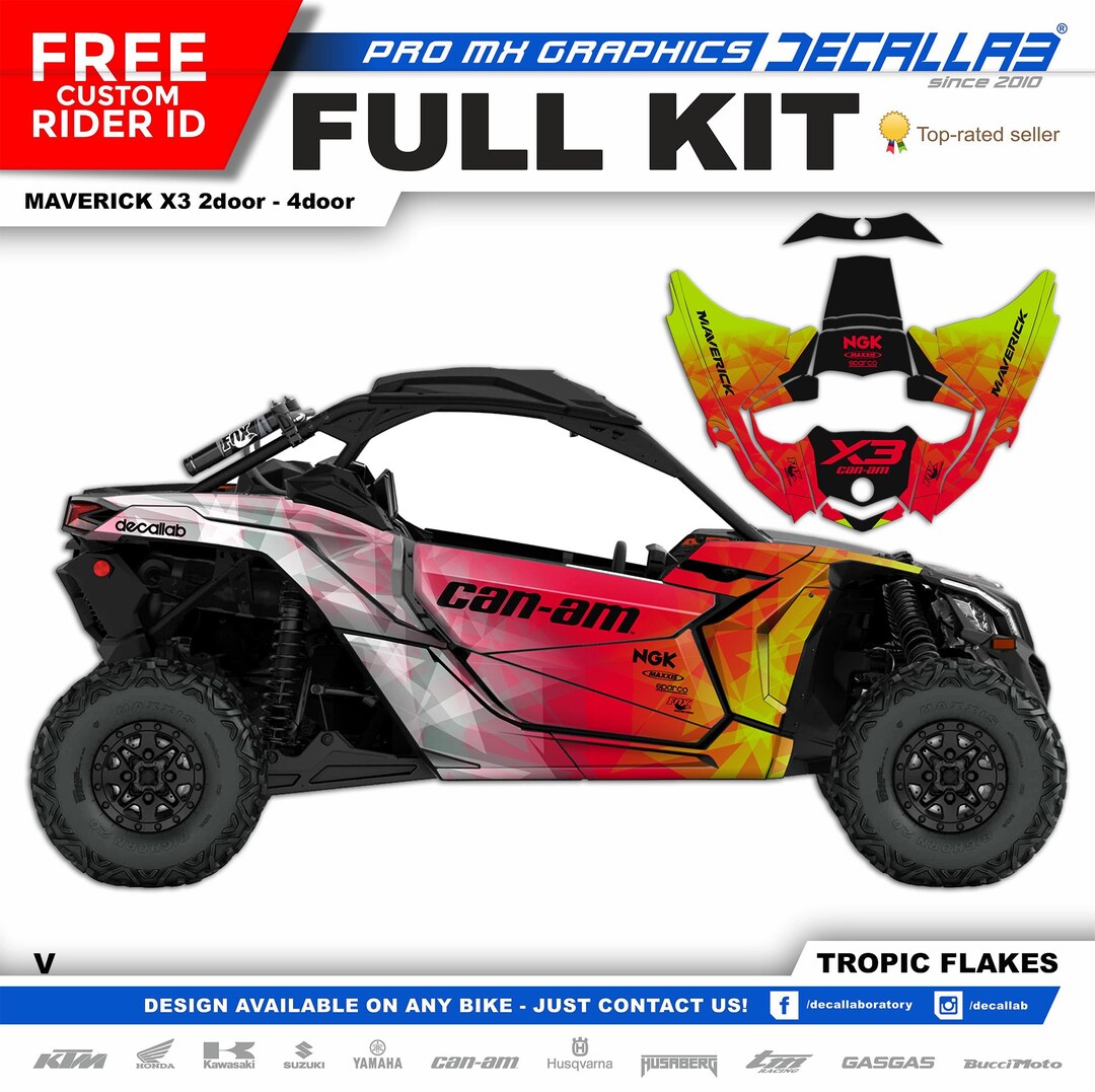 Can Am Maverick X3 Graphics Kit: Chrome, Holographic, White Decals - Etsy