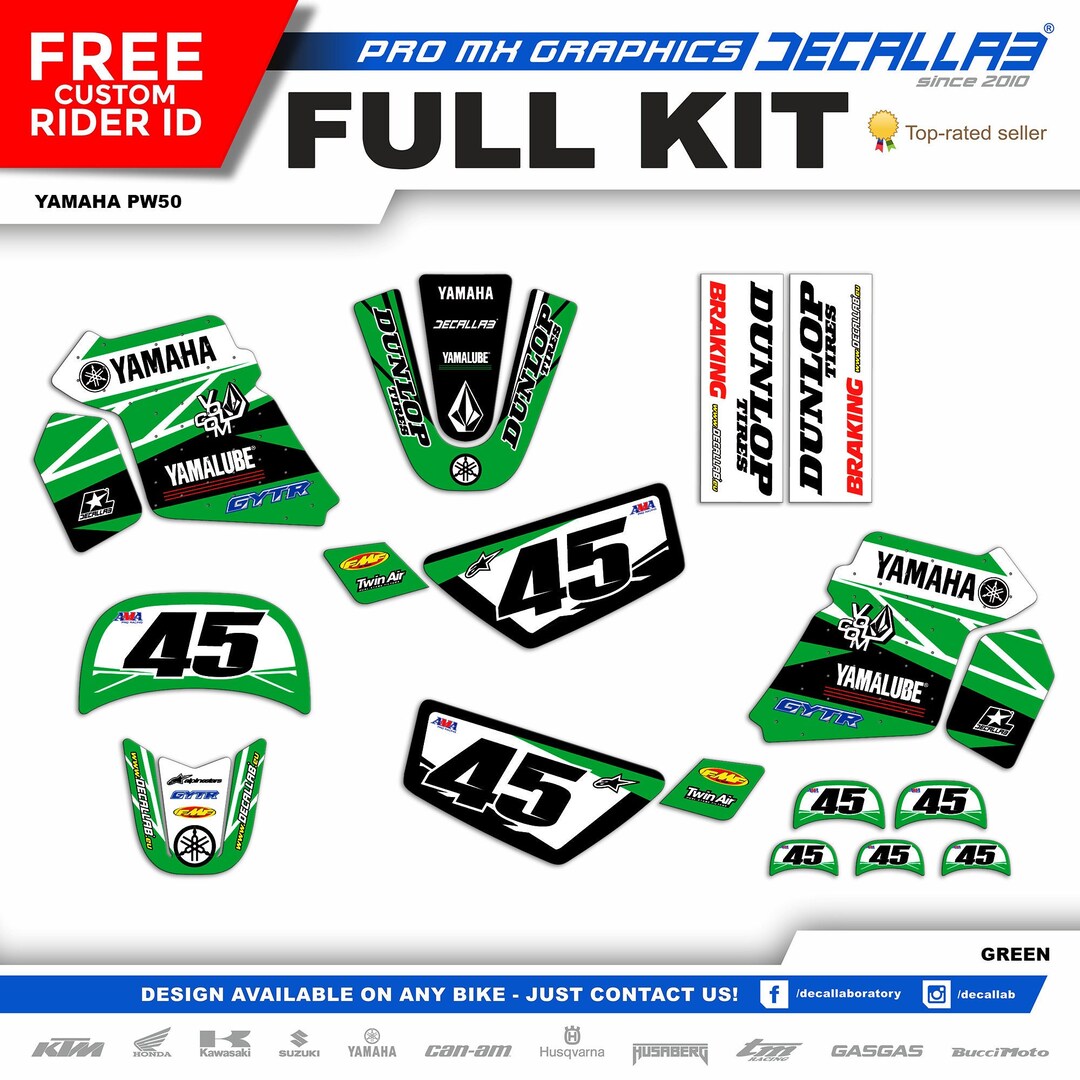 Yamaha PW50 MX Graphics Kit (1996-2024): Chrome / Holographic Decals - Etsy