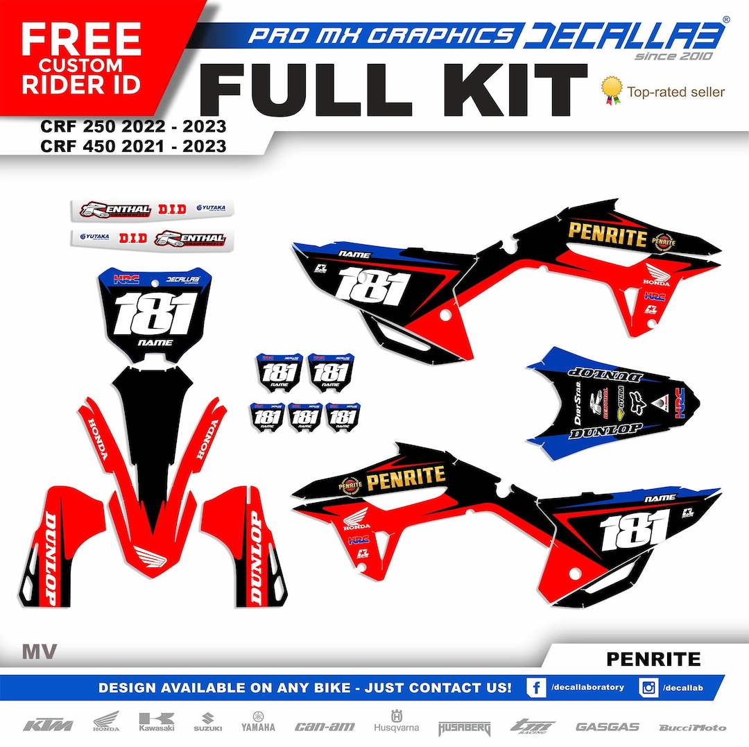 Honda CRF Graphics Kit: Durable MX Decals - White Chrome Holographic - Etsy
