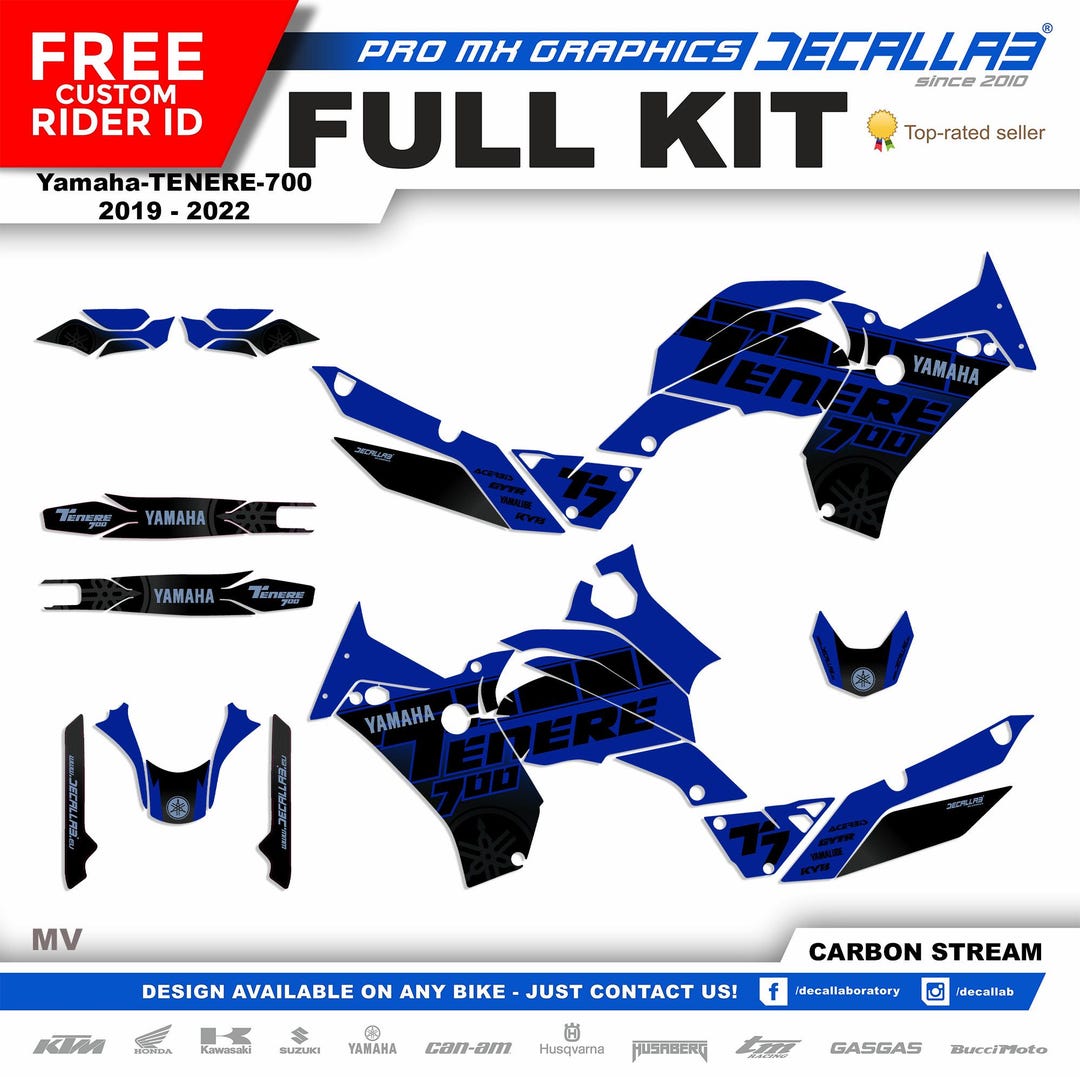 Yamaha Tenere 700 Graphics Kit: Custom MX Stickers, Chrome/holographic ...