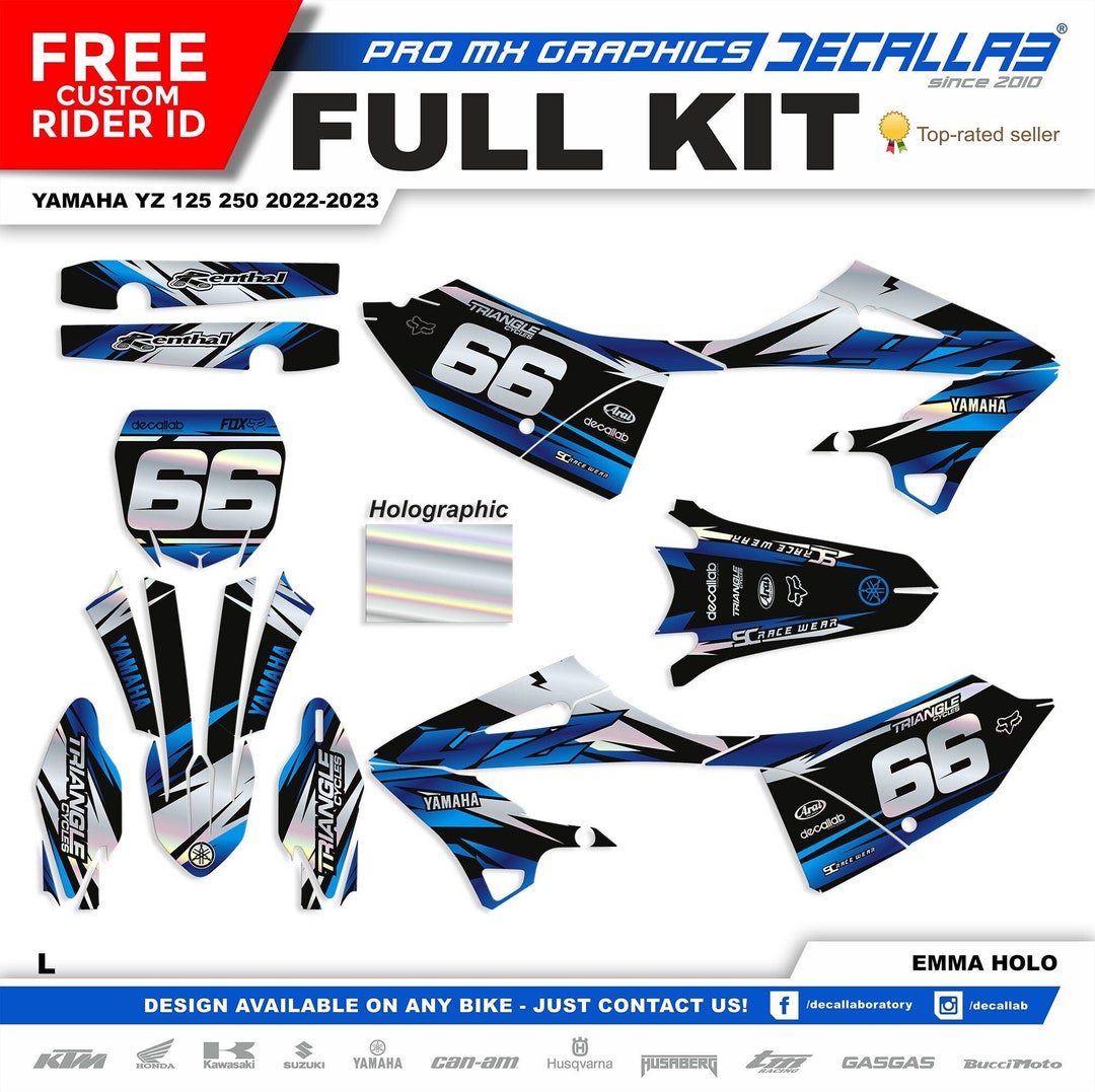 Yamaha YZ 125/250 MX Graphics Kit: Chrome/holographic Decals 2022-2023 ...