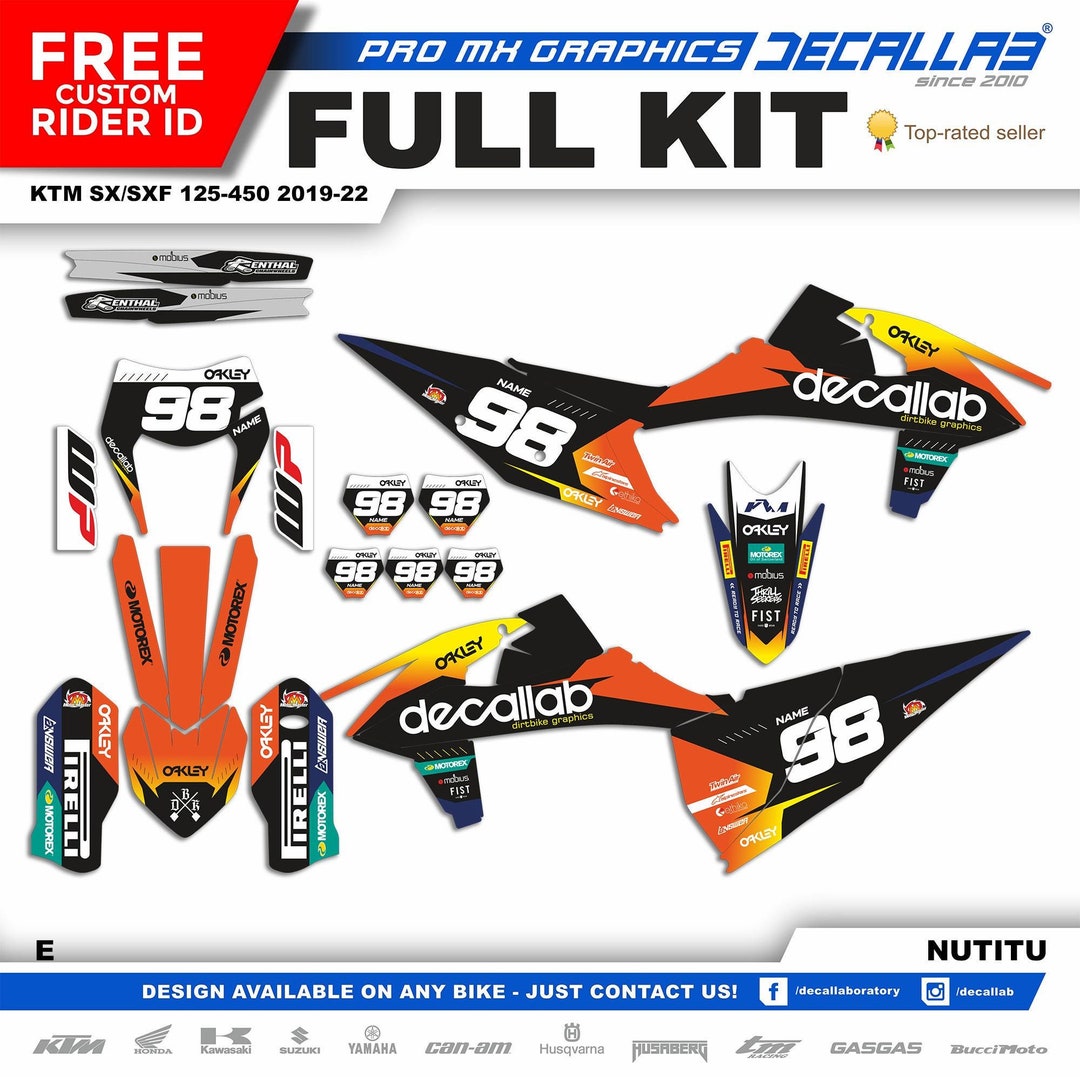 KTM SX/SXF Graphics Kit: Custom Decals, Chrome/holographic (2019-2022 ...
