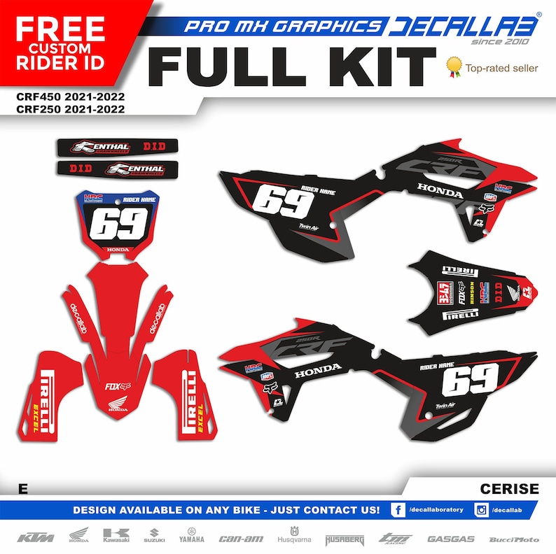 Honda CRF 250 450 2021 2022 MX Graphics Decals Stickers Decallab White ...