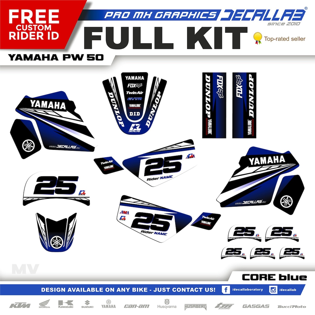 Yamaha PW50 Graphics Kit: Chrome, Holographic, White MX Stickers - Etsy ...