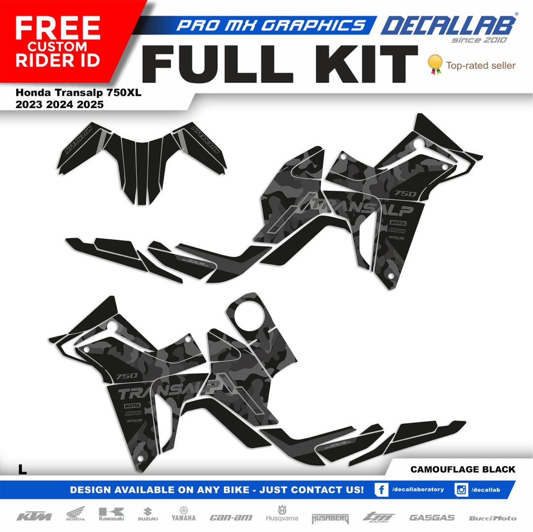 Honda Transalp 750XL Graphics Kit: Custom Adventure Decals - White ...