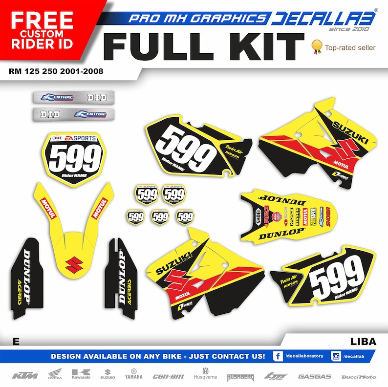Suzuki RM 125/250 Graphics Kit: Custom Decals, Chrome/holographic - Etsy