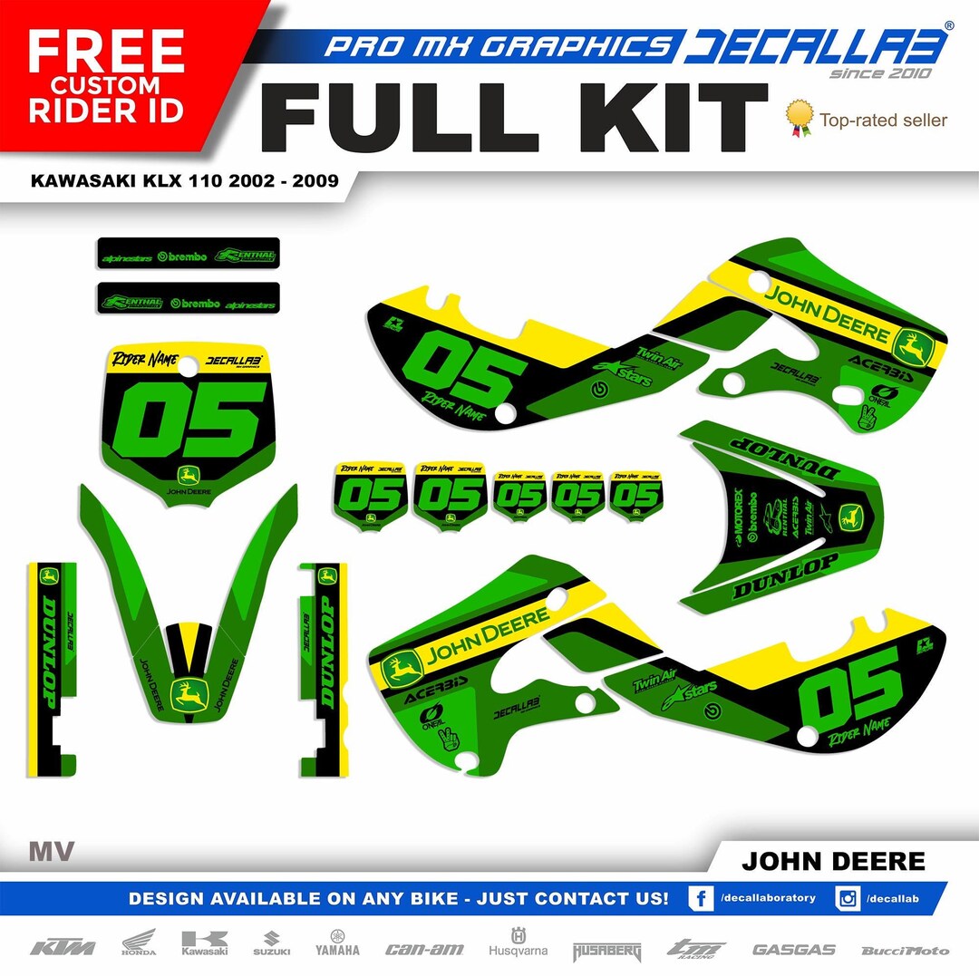 Kawasaki KLX Graphics Kit: Chrome/holographic MX Decals - Etsy