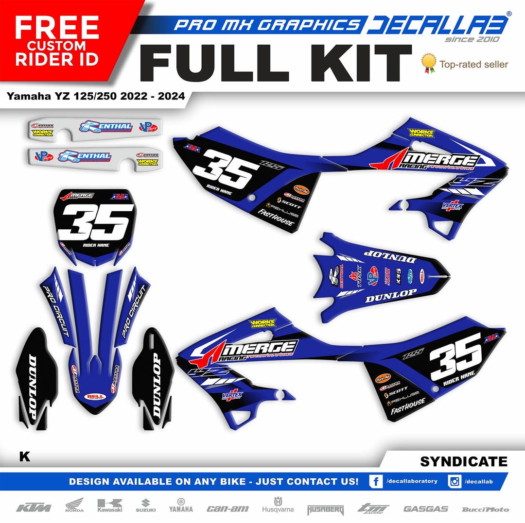 Yamaha YZ 125/250 Graphics Kit: Custom Decals - White/chrome ...