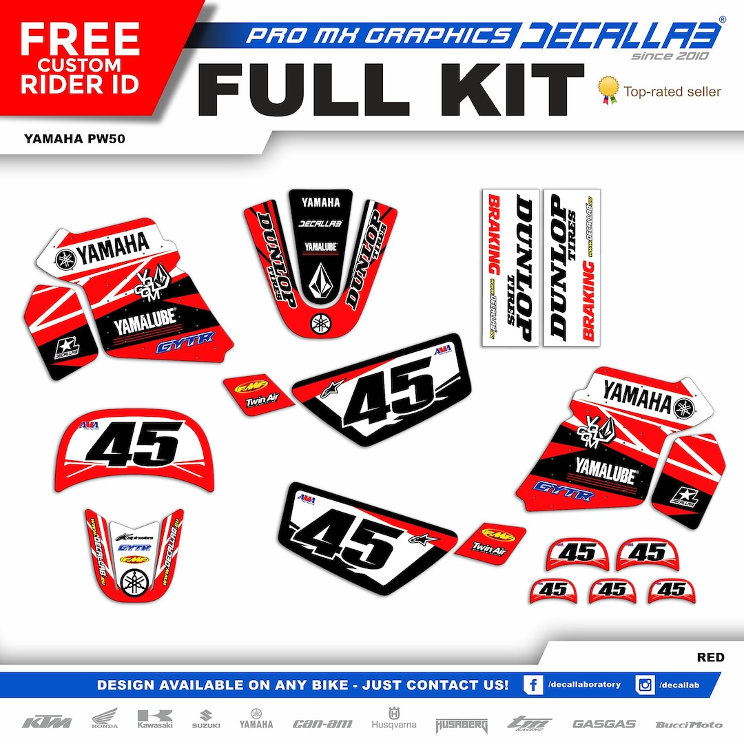 Yamaha PW50 MX Graphics Kit: White Chrome Holographic Decals - Etsy